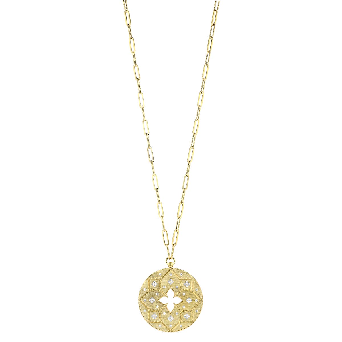 Roberto Coin Venetian Princess Satin Yellow Gold Disc Pendant with ...