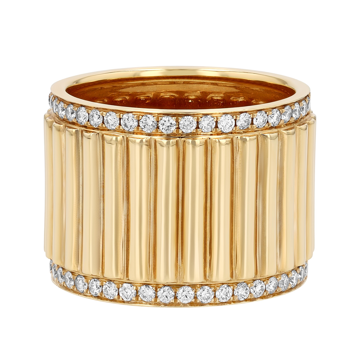 Doves Diamond Ridged Wide Band Ring in Yellow Gold | R10587 | Borsheims