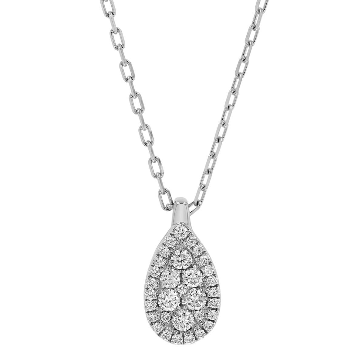 Frederic Sage Diamond Pavé Pear Shaped Pendant in White Gold | P3567-4 ...