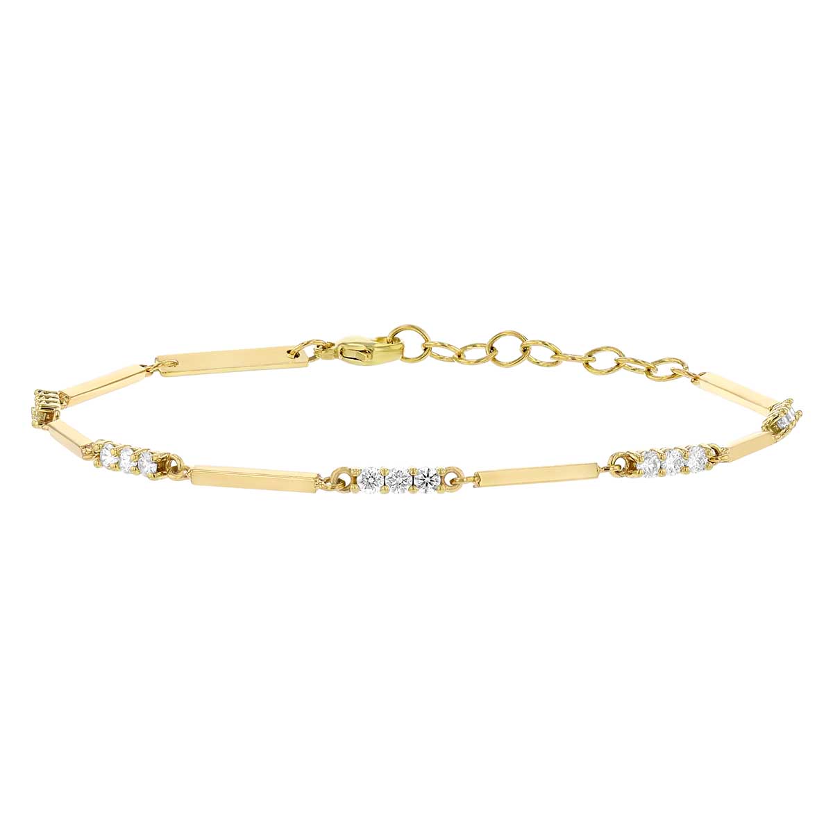 Zoe Chicco Diamond Cluster Station Long Rounded Link Chain Bracelet in ...