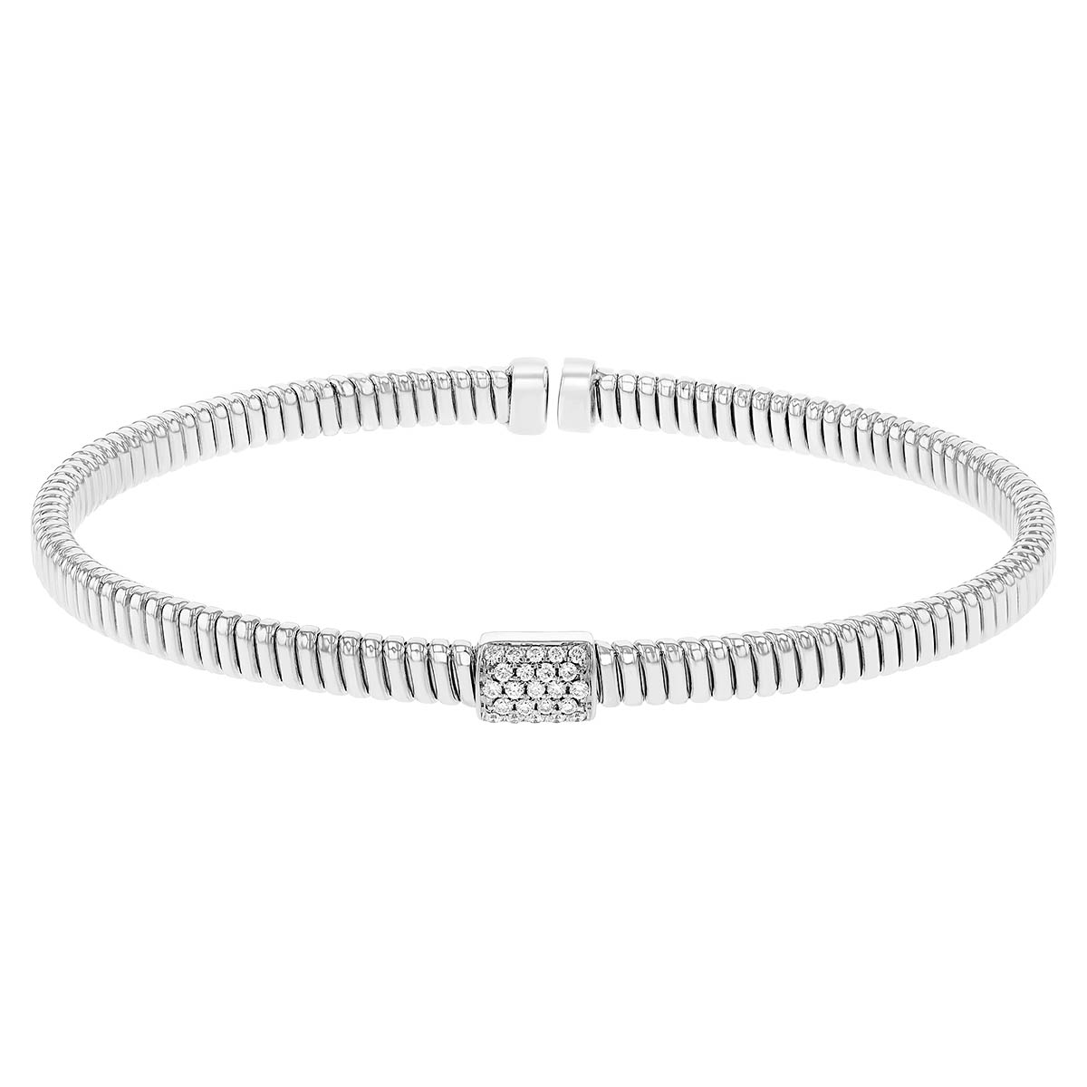 Diamond Pave Square & Coil Bangle Bracelet in White Gold | Borsheims