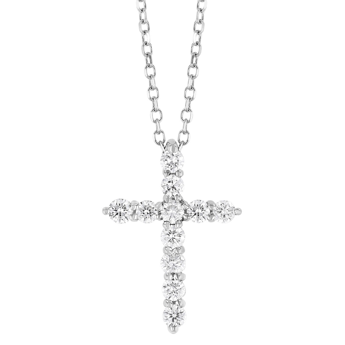 Diamond Classic Cross Pendant in White Gold, 18", .25 cttw | Borsheims