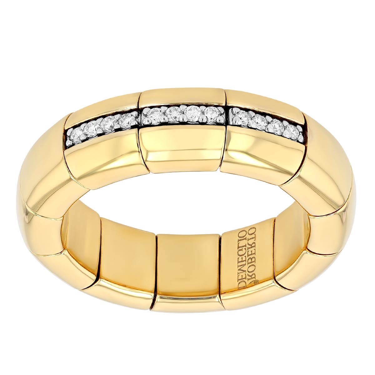 Roberto Demeglio Pura Diamond Inlay Stretch Ring in Yellow Gold | PU1LOG3DB | Borsheims