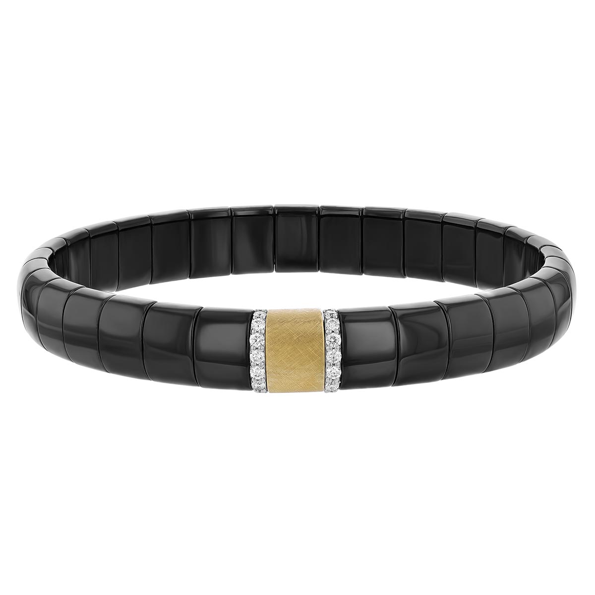 Demeglio Diamond & Yellow Gold Single Station Wide Stretch Bracelet in ...