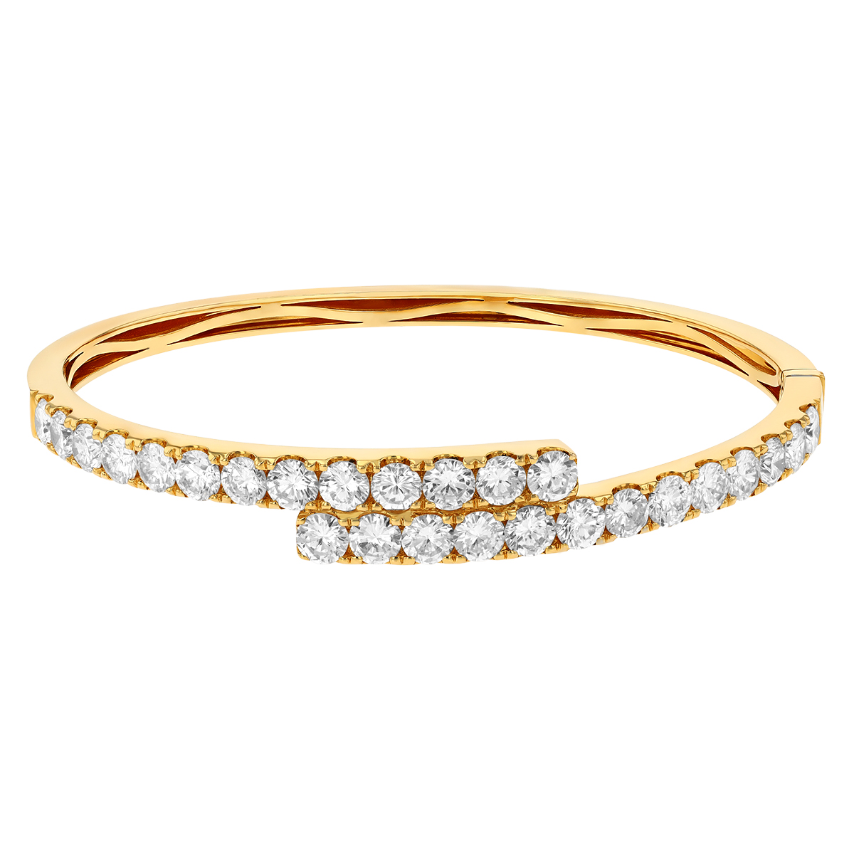 Diamond Two Row Bypass Hinged Bangle Bracelet in Yellow Gold | Borsheims