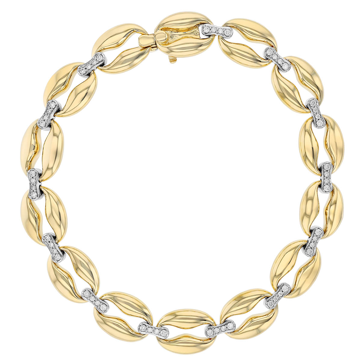 Diamond & Yellow Gold Open Puff Mariner Link Chain Bracelet, 7" | Borsheims