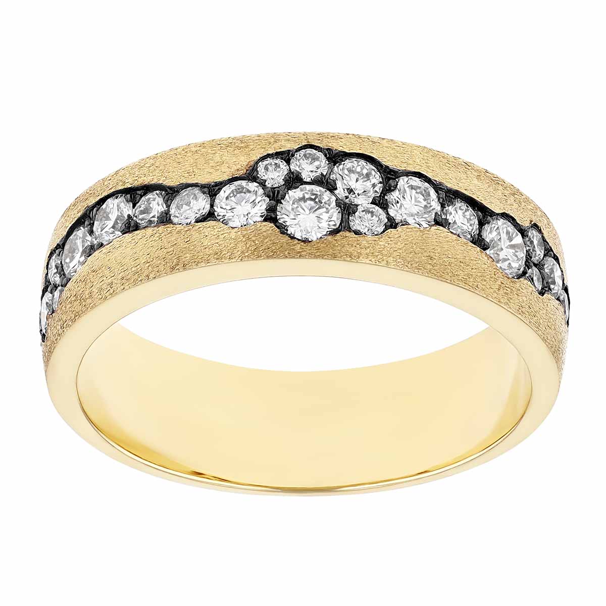 Flush Set Diamond Wave Inlet Ring in Yellow Gold | Borsheims