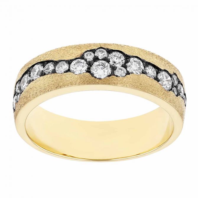 Flush Set Diamond Wave Inlet Ring in Yellow Gold | Borsheims