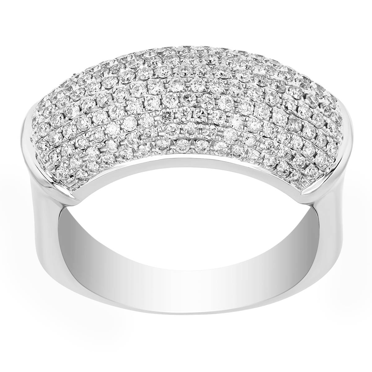 Diamond Pave Curved Bar Statement Ring in White Gold | Borsheims