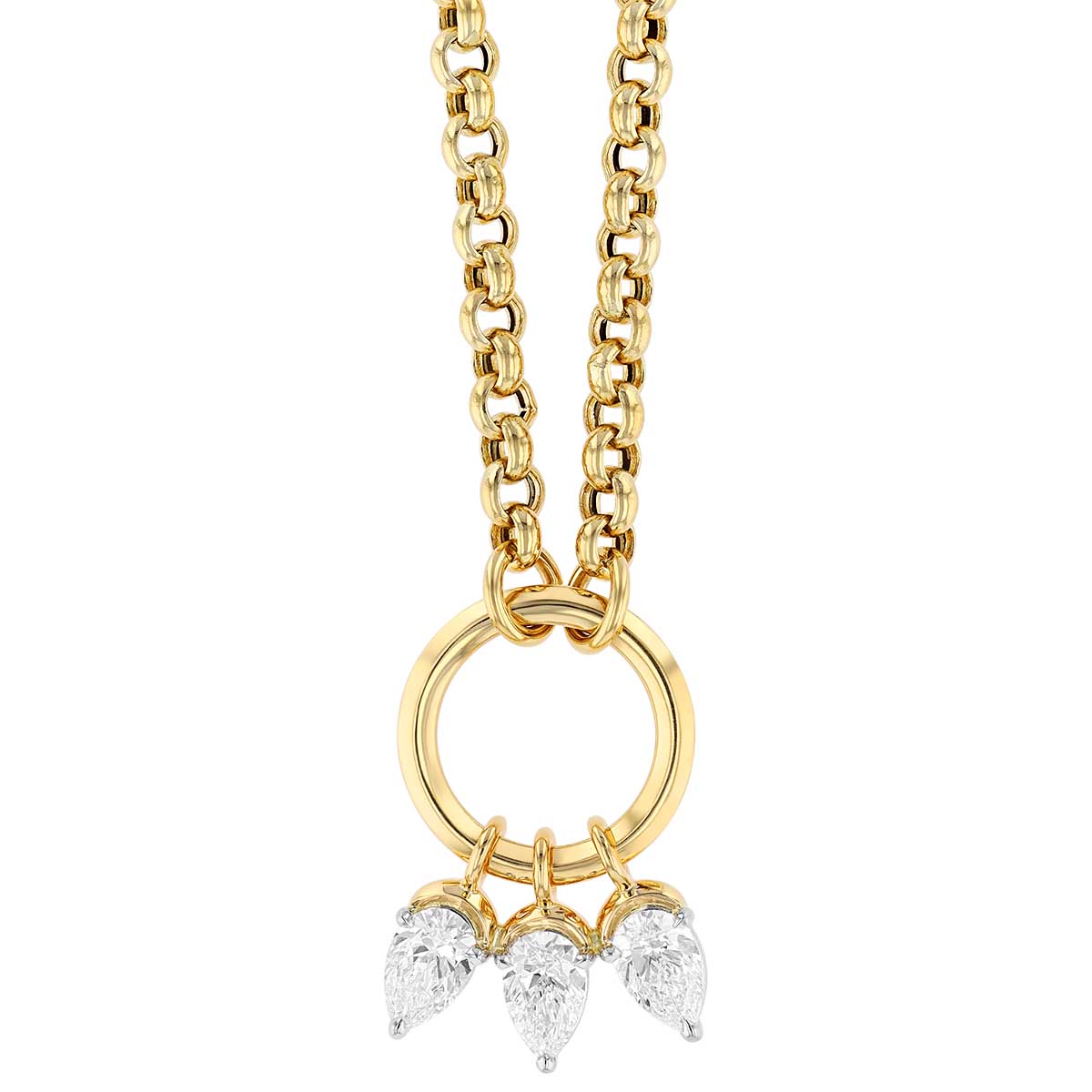 Phillips House Triple Pear Shaped Diamond Circle Pendant in Yellow Gold ...