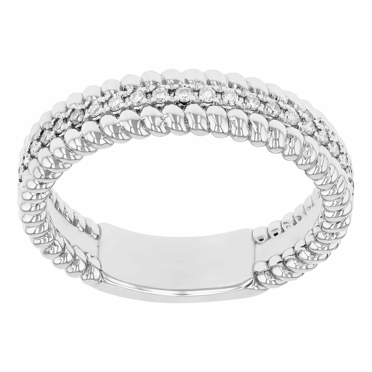 Diamond & Beaded Edge Ring in White Gold | Borsheims
