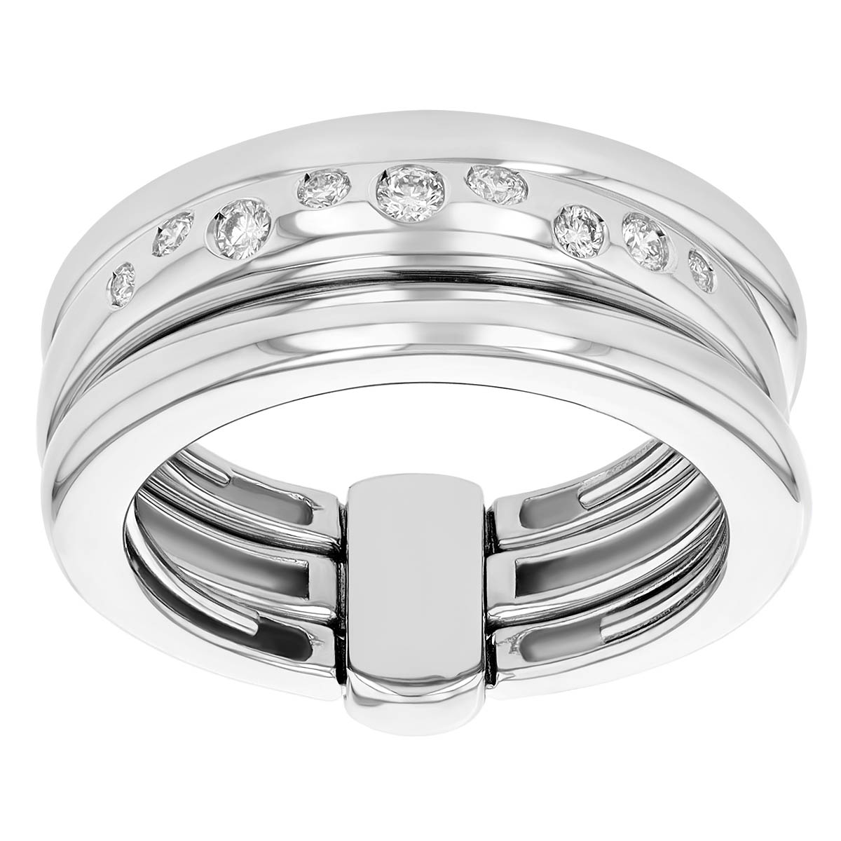 Pesavento Scattered Diamond Three Band Ring in Sterling Silver ...