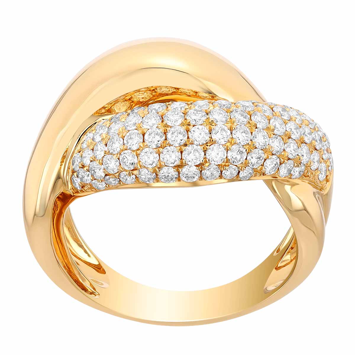 Diamond Pave Crossover Ring in Yellow Gold | Borsheims
