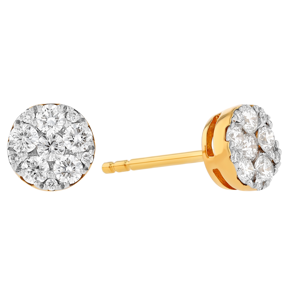 Diamond Pave Circle Stud Earrings in Yellow Gold | Borsheims