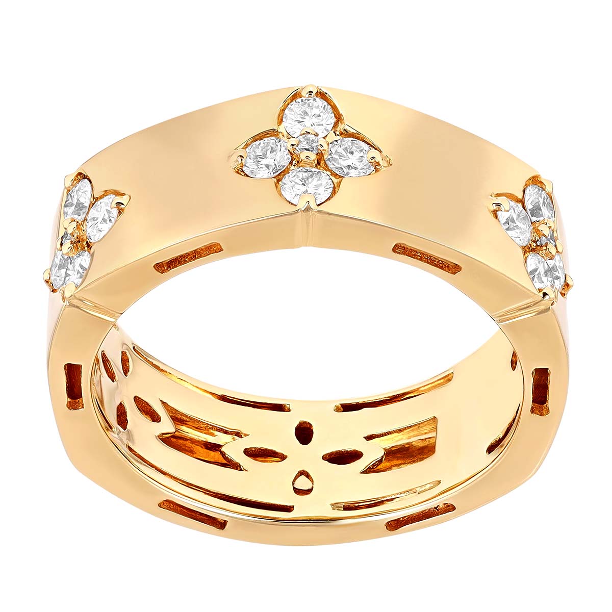 Diamond Floral Cluster Station Ring in Yellow Gold | Borsheims