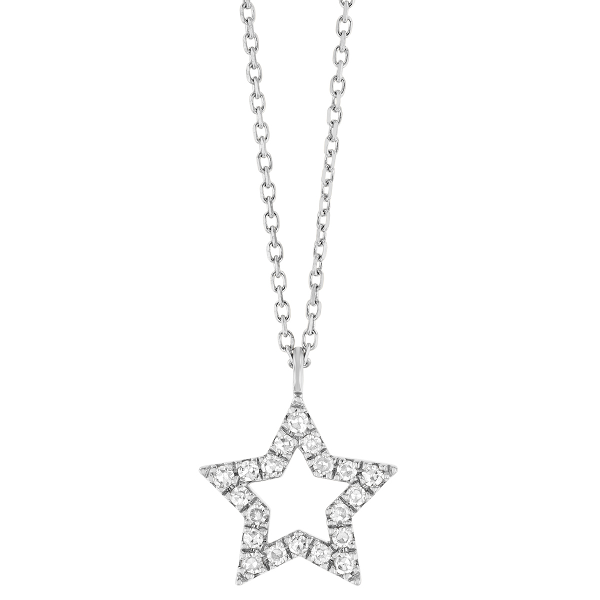 Diamond Open Star Pendant in White Gold, 18" | Borsheims
