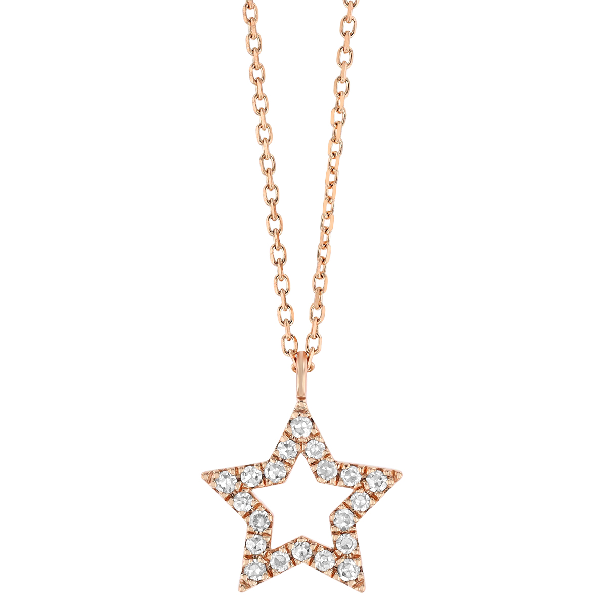 Diamond Open Star Pendant in Rose Gold, 18" | Borsheims