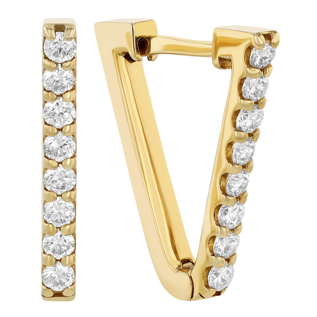 Diamond V Hoop Earrings in Yellow Gold | Borsheims