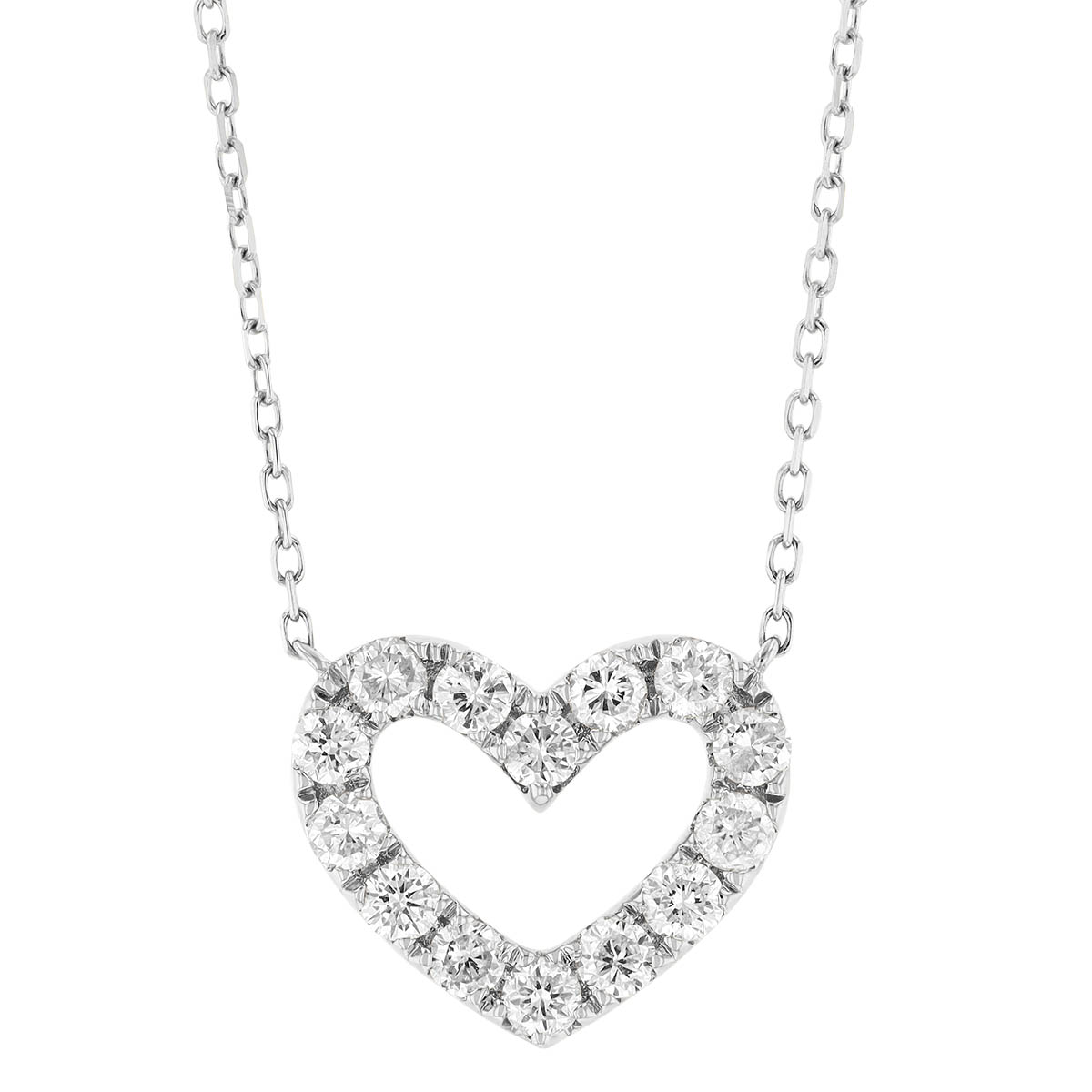 Diamond Open Heart Pendant in White Gold, 16" | Borsheims