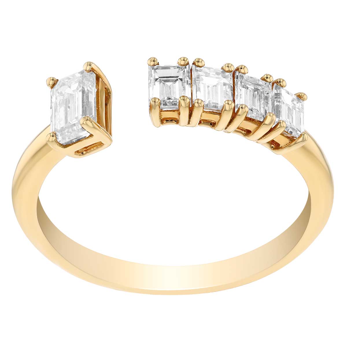 Emerald Cut Diamond 5 Stone Open Ring in Yellow Gold | Borsheims