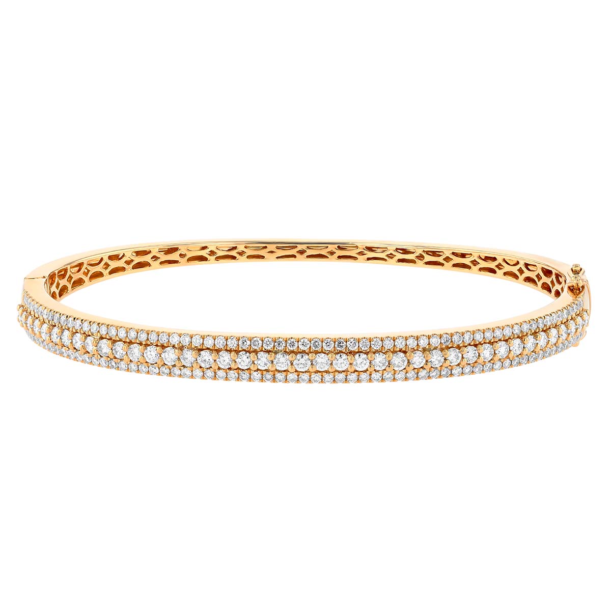 Diamond Pave Triple Row Bangle Bracelet in Yellow Gold | Borsheims