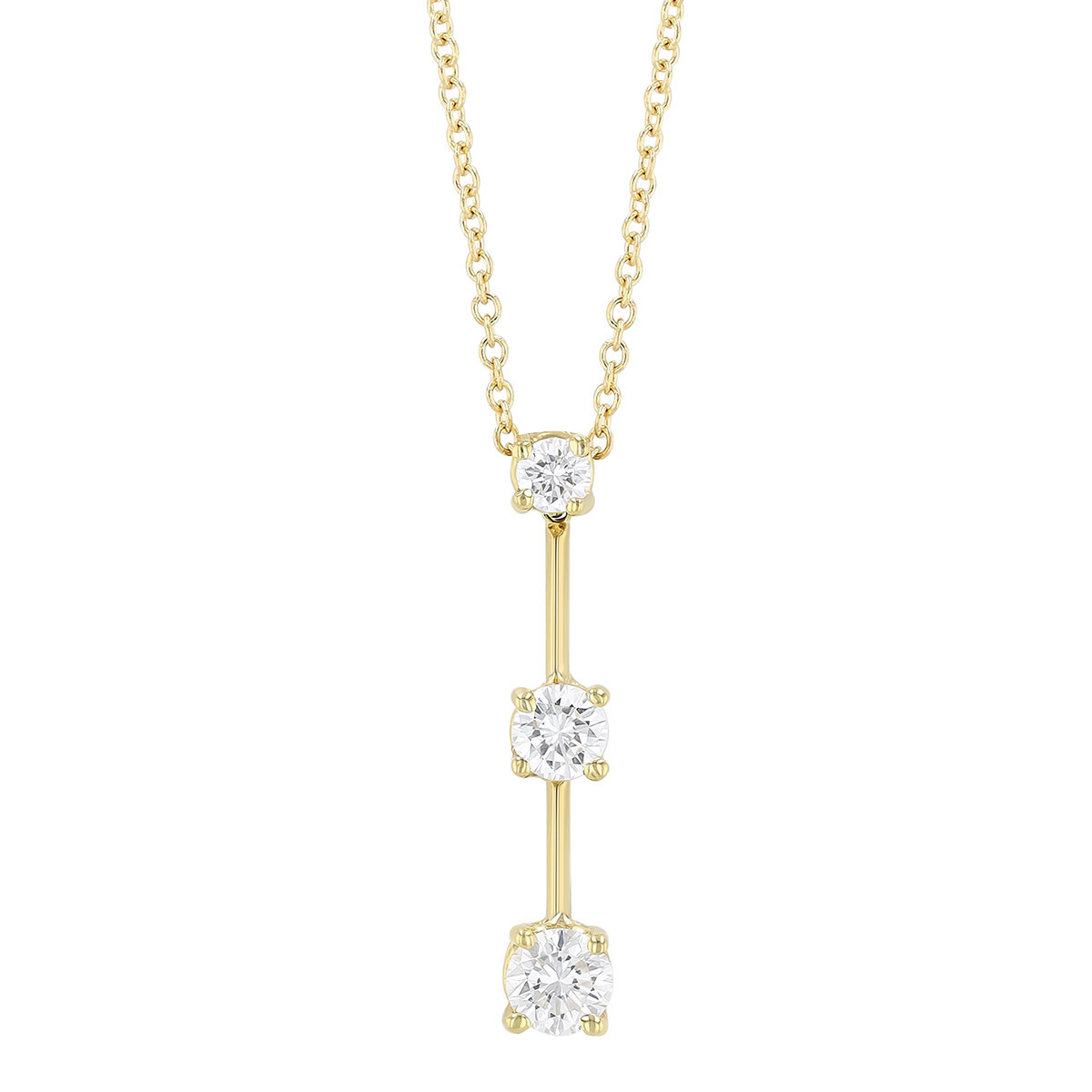 Graduated Round Diamond Trio Column Pendant in Yellow Gold | Borsheims