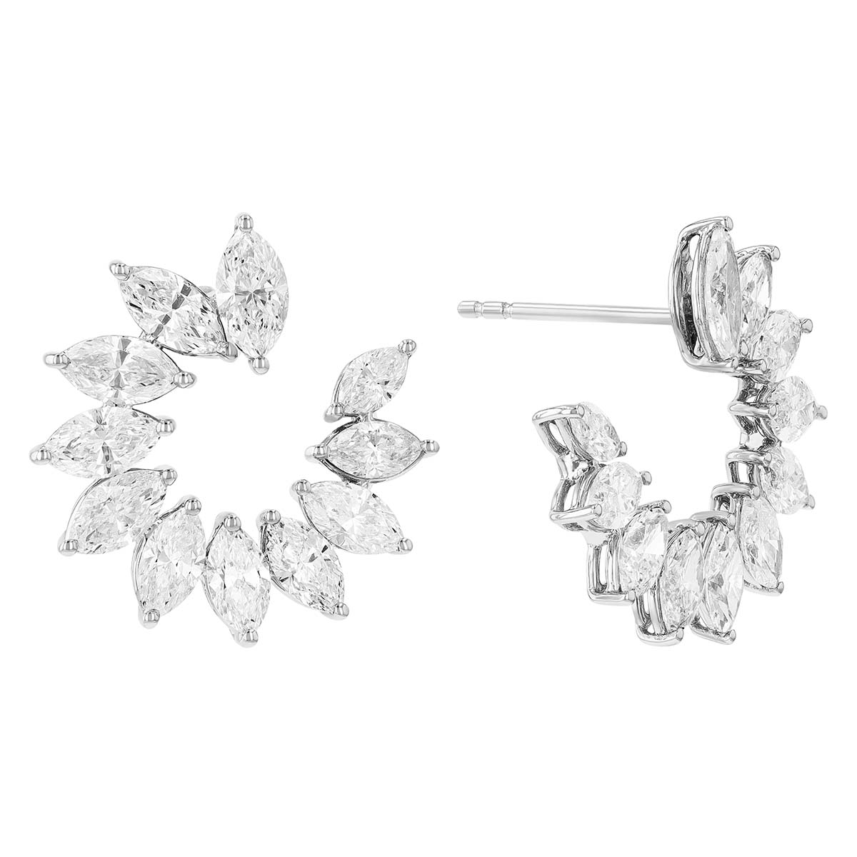 Marquise Diamond Open Circle Earrings in White Gold | Borsheims