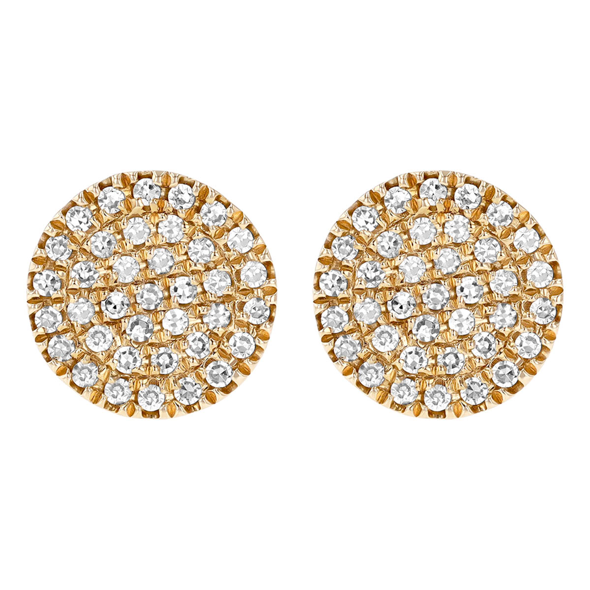Diamond Pave Round Cluster Earrings in Yellow Gold, 7.1 mm | Borsheims