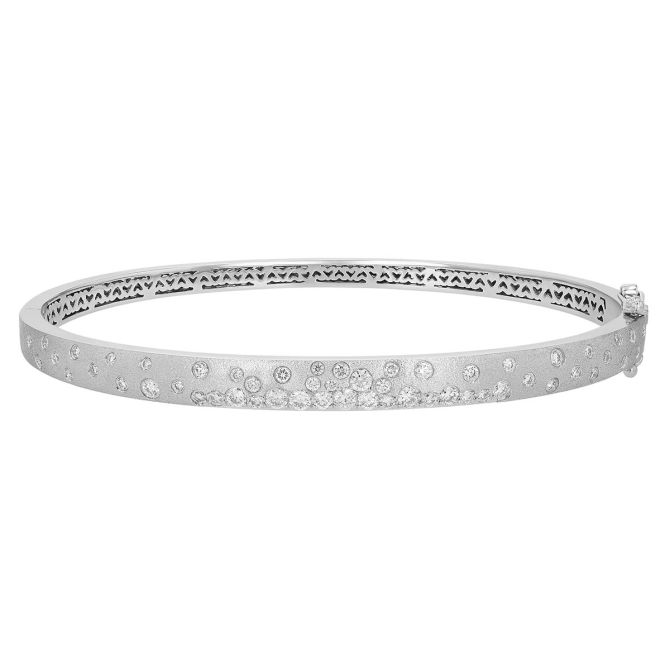 Diamond Flush Set Scatter Inlay Bracelet in Matte White Gold | Borsheims
