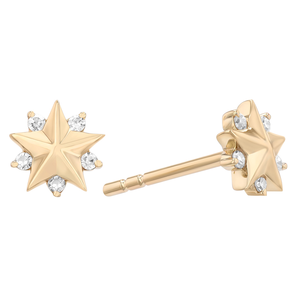 Diamond & Yellow Gold Dainty Star Stud Earrings | Borsheims