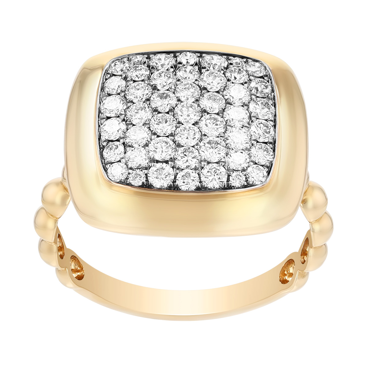 Doves Diamond Pave Square & Beaded Band Ring in Two Tone | R11216TT ...
