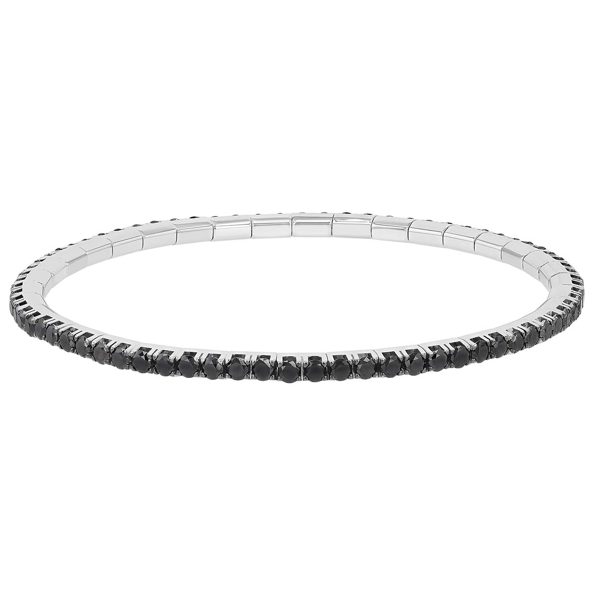 Demeglio Extensible Black Diamond Stretch Tennis Bracelet in White Gold, 3.90 cttw | BTE85DN ...