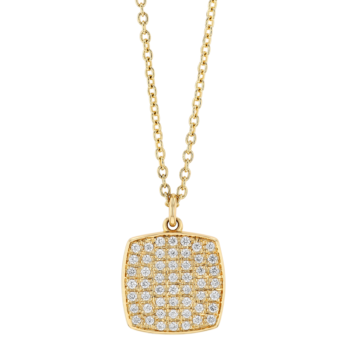 Diamond Pave Soft Square Pendant in Yellow Gold | Borsheims