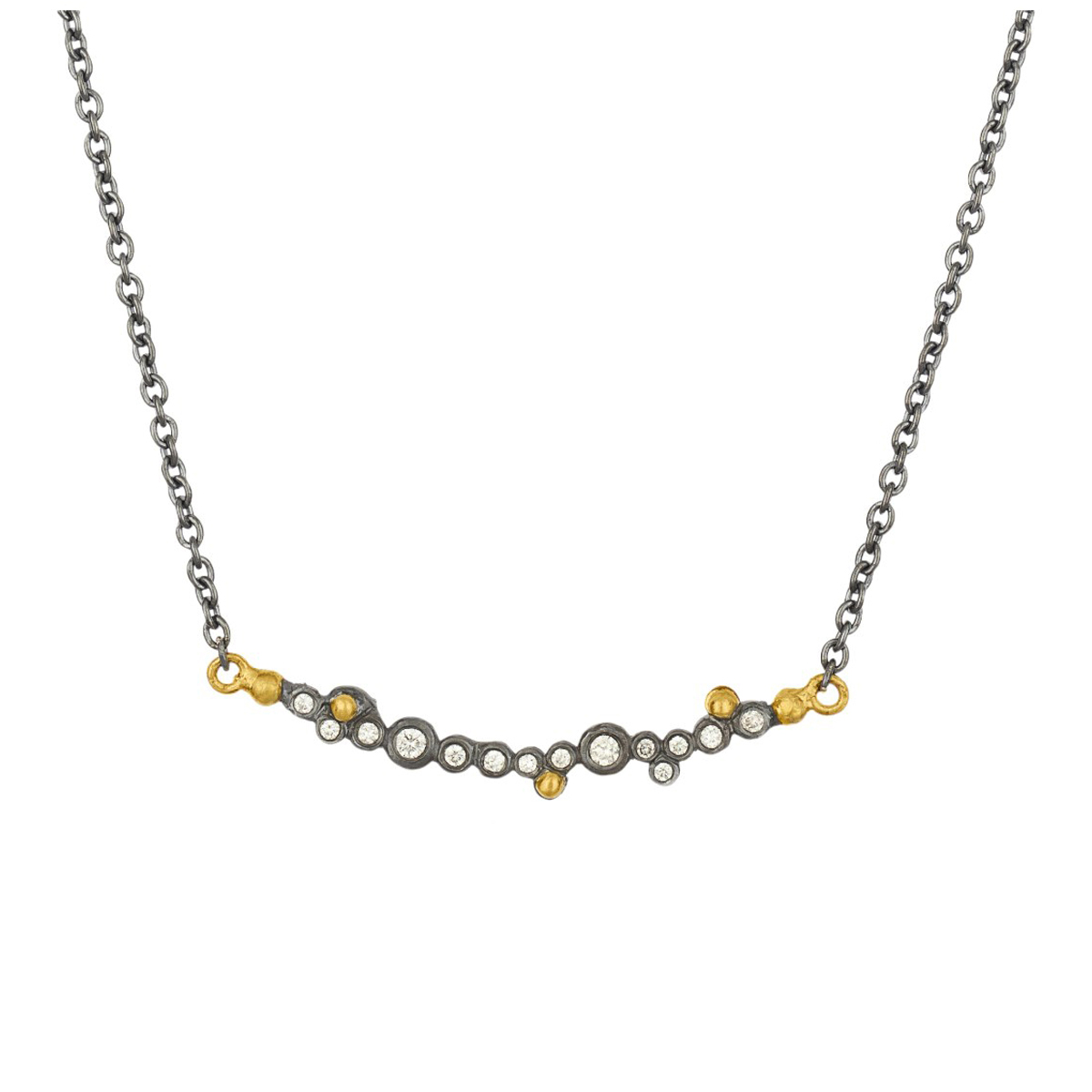 Lika Behar Dylan Diamond Curved Bar Necklace in Oxidized Silver ...
