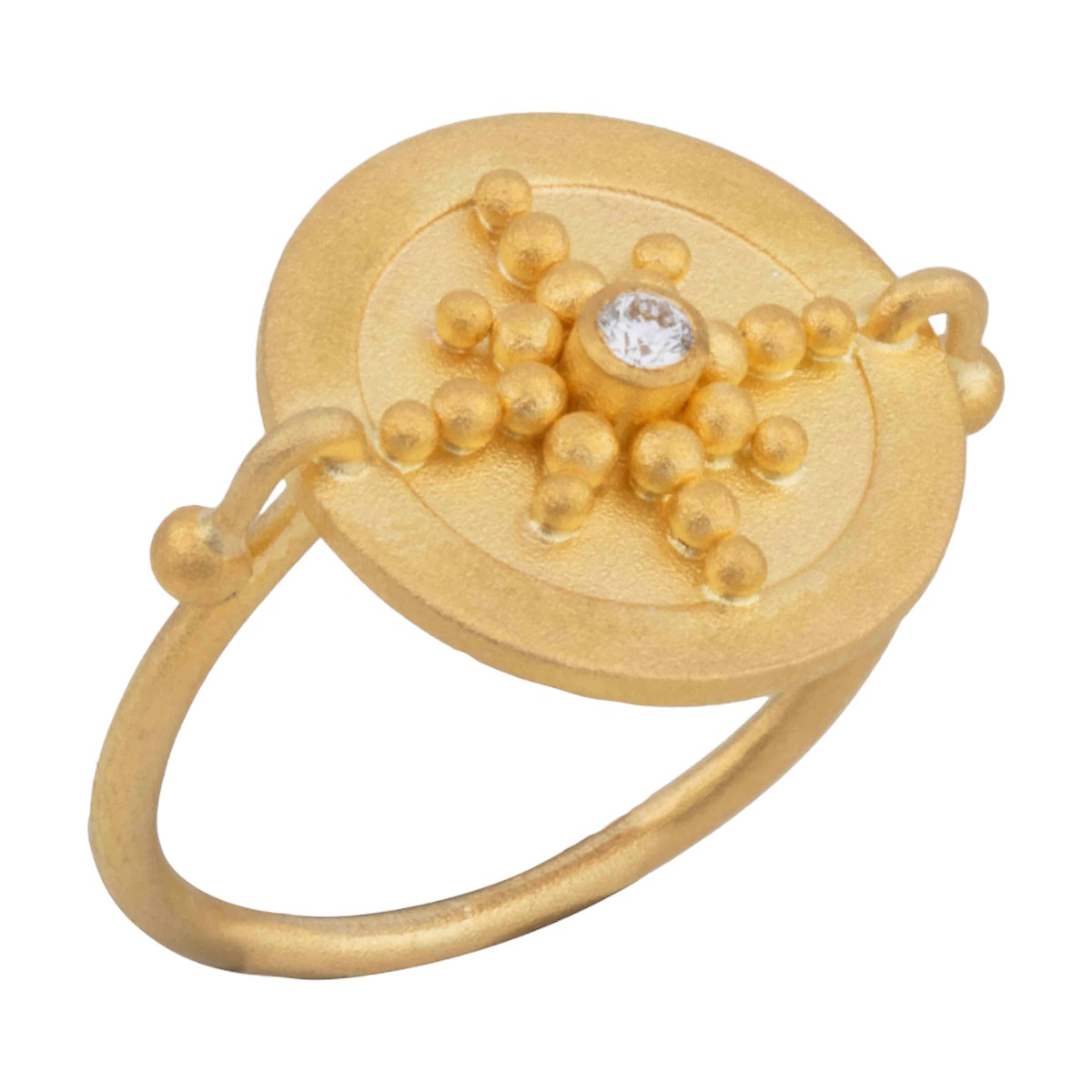 Lika Behar Medallion Compass Diamond Ring in Yellow Gold | MDL-R-151 ...