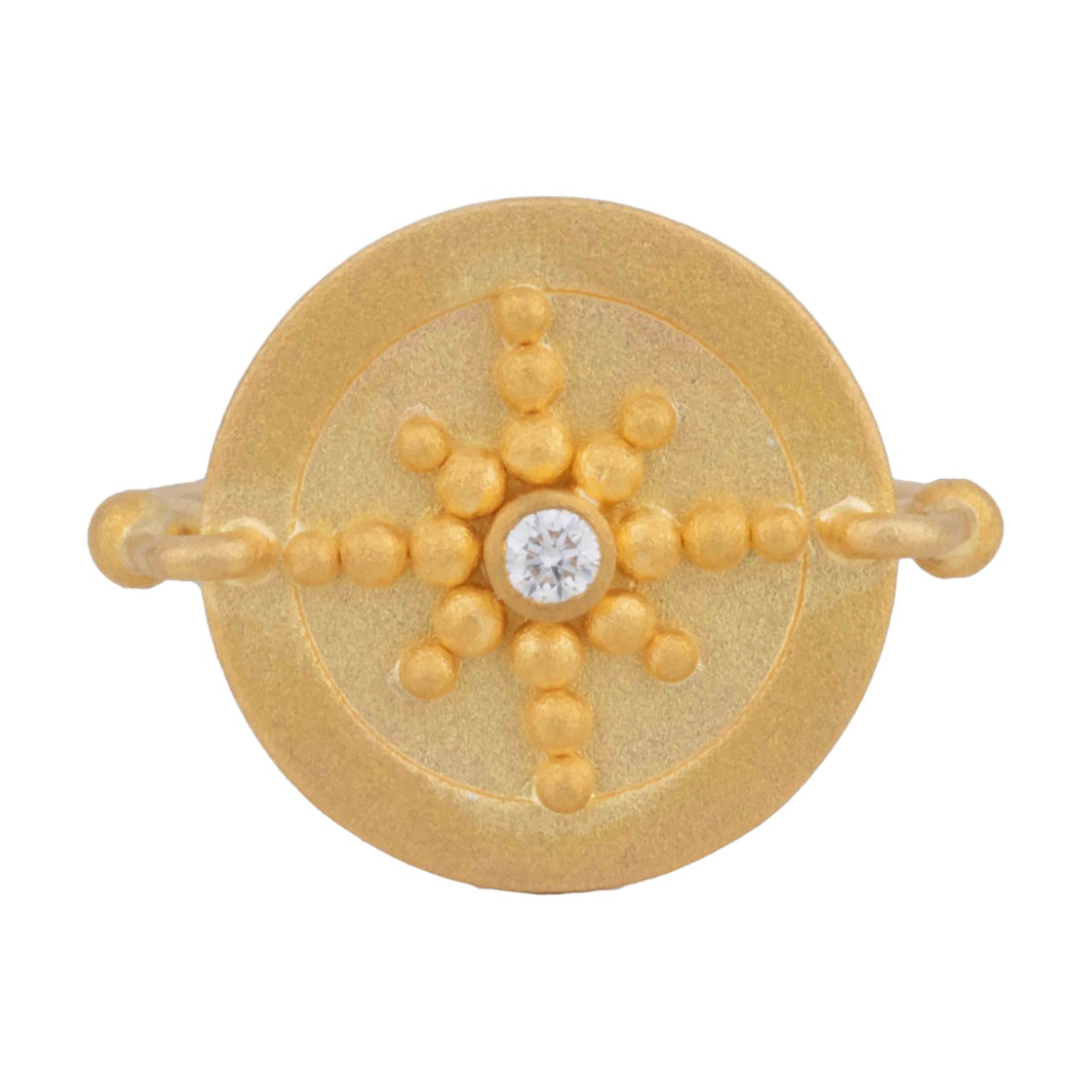 Lika Behar Medallion Compass Diamond Ring in Yellow Gold | MDL-R-151 ...