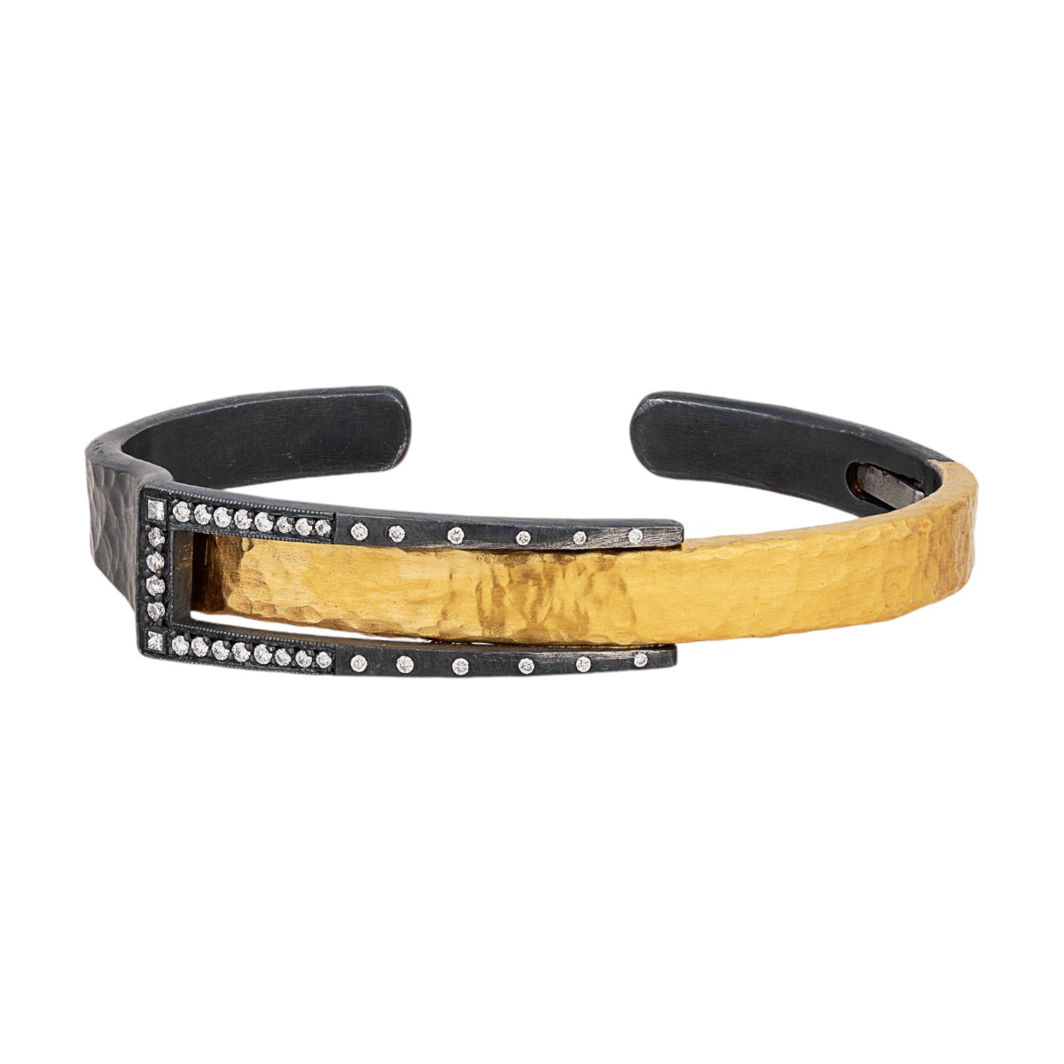 Lika Behar Deco Kick Narrow Bangle Bracelet in Yellow Gold & Oxidized ...