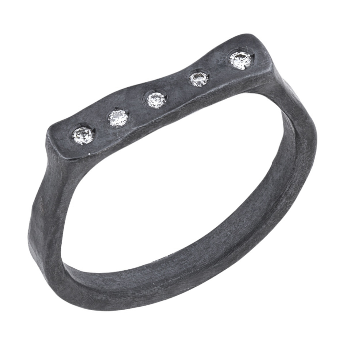 Lika Behar Stockton Diamond Stacking Ring in Oxidized Silver | STO-R-105-SILOXD | Borsheims