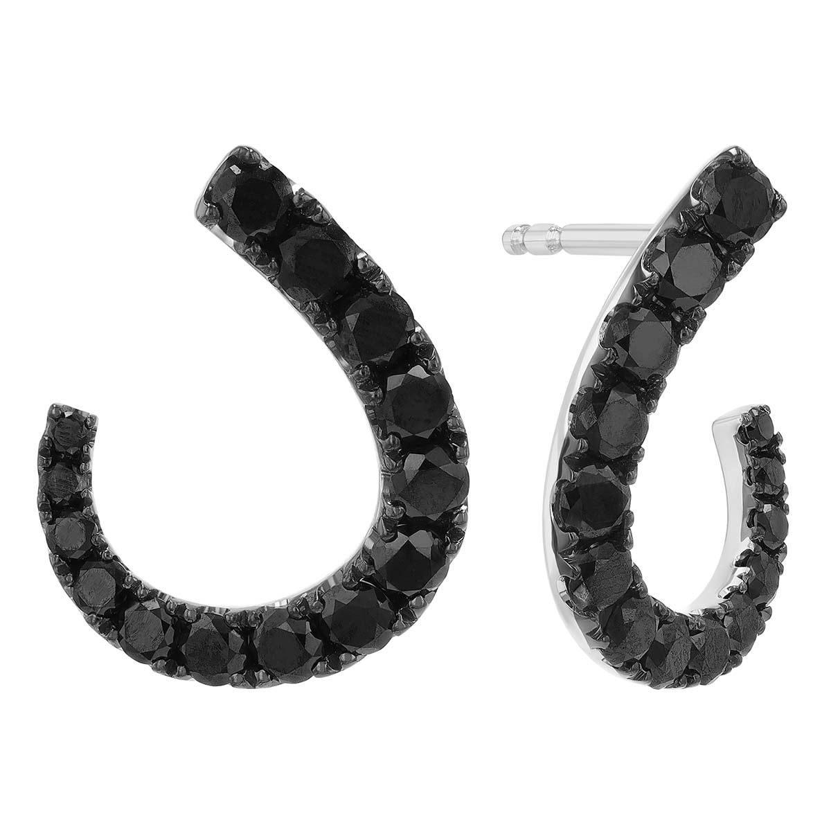 Frederic Sage Graduated Black Diamond Open U-Shape Earrings in White ...