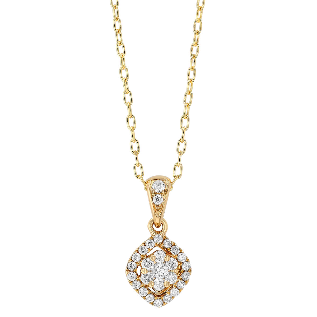 Diamond Cluster & Halo Diamond Shape Pendant in Yellow Gold | Borsheims