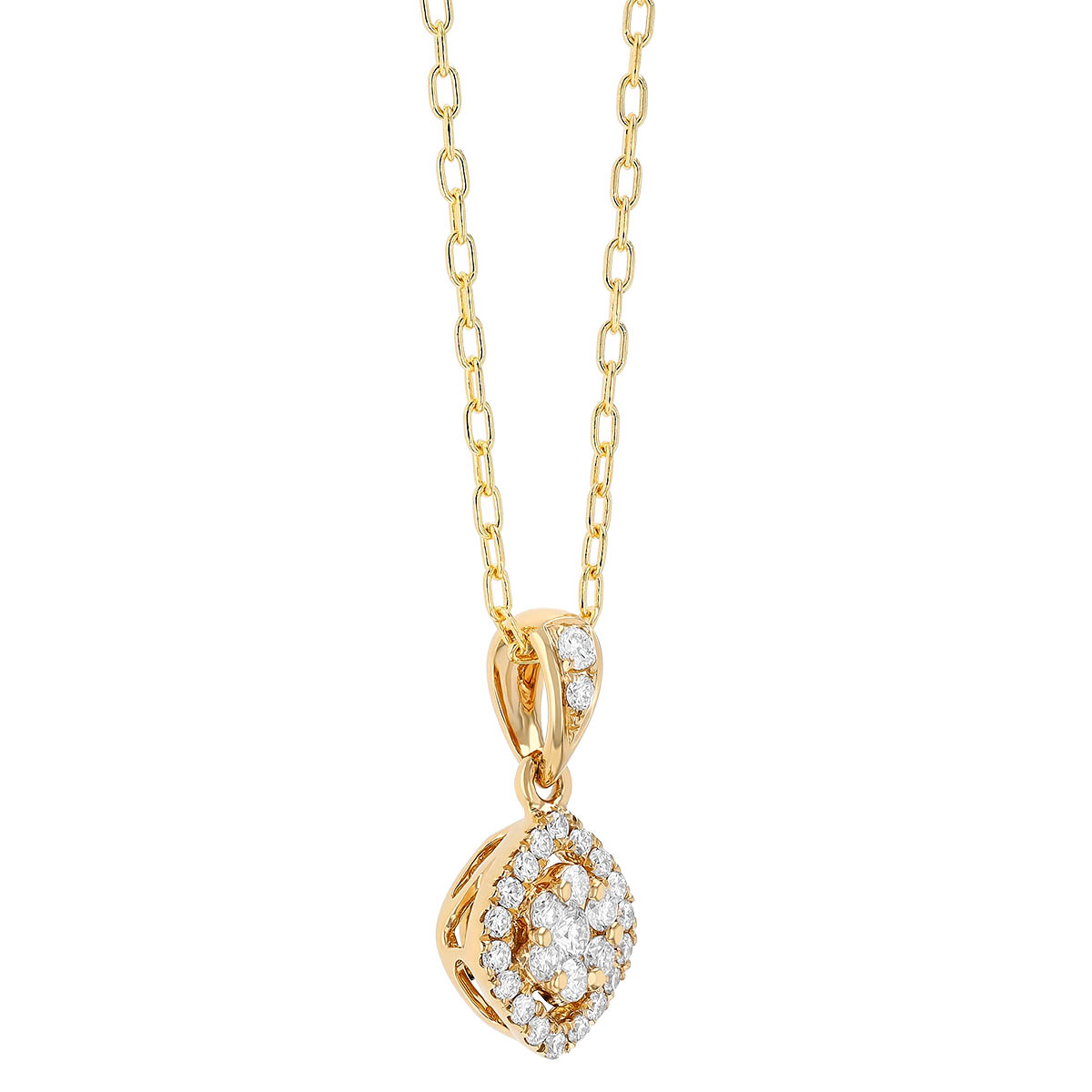 Diamond Cluster & Halo Diamond Shape Pendant in Yellow Gold | Borsheims