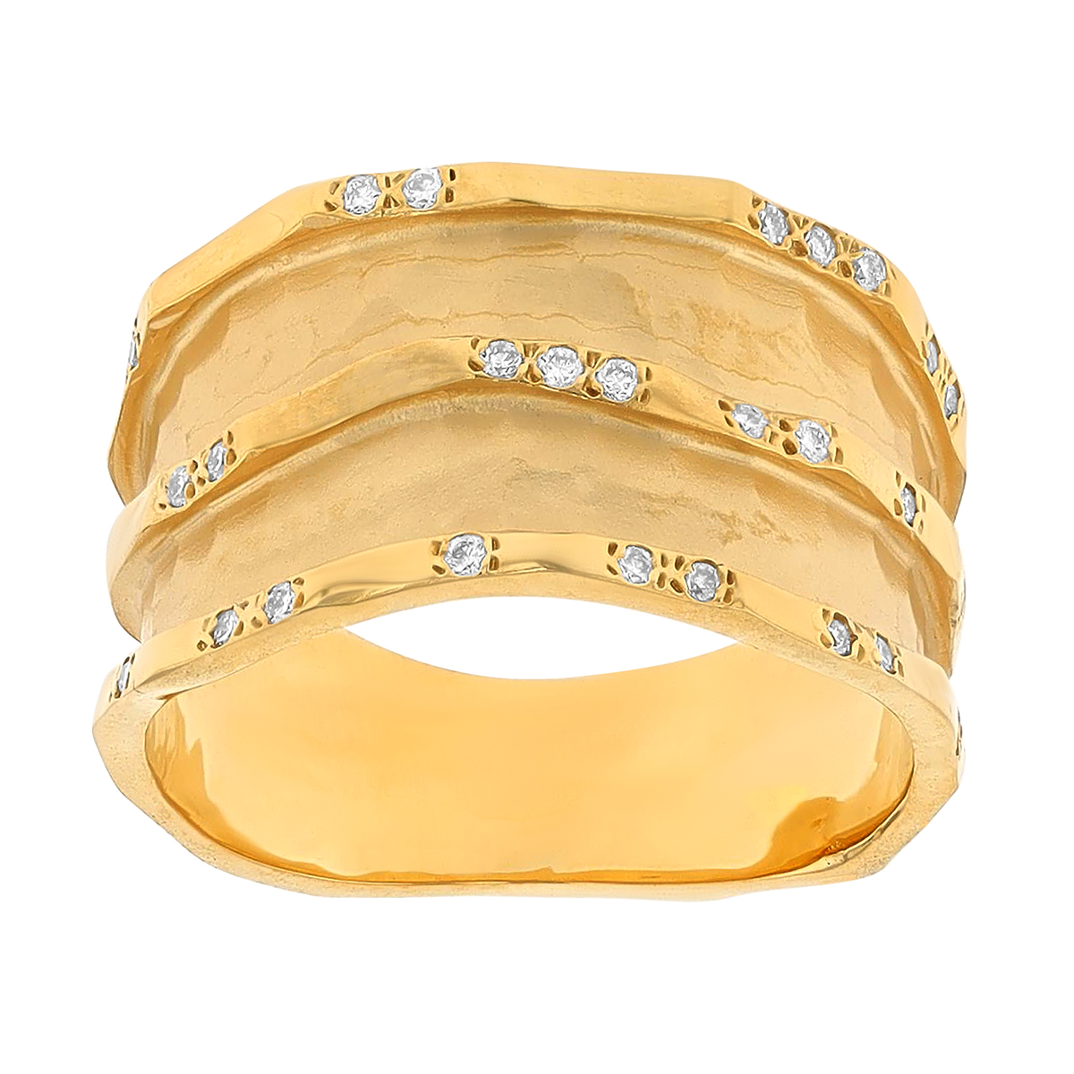 Marika Diamond 3 Row Wavy Band Ring in Yellow Gold | 9403-Y | Borsheims