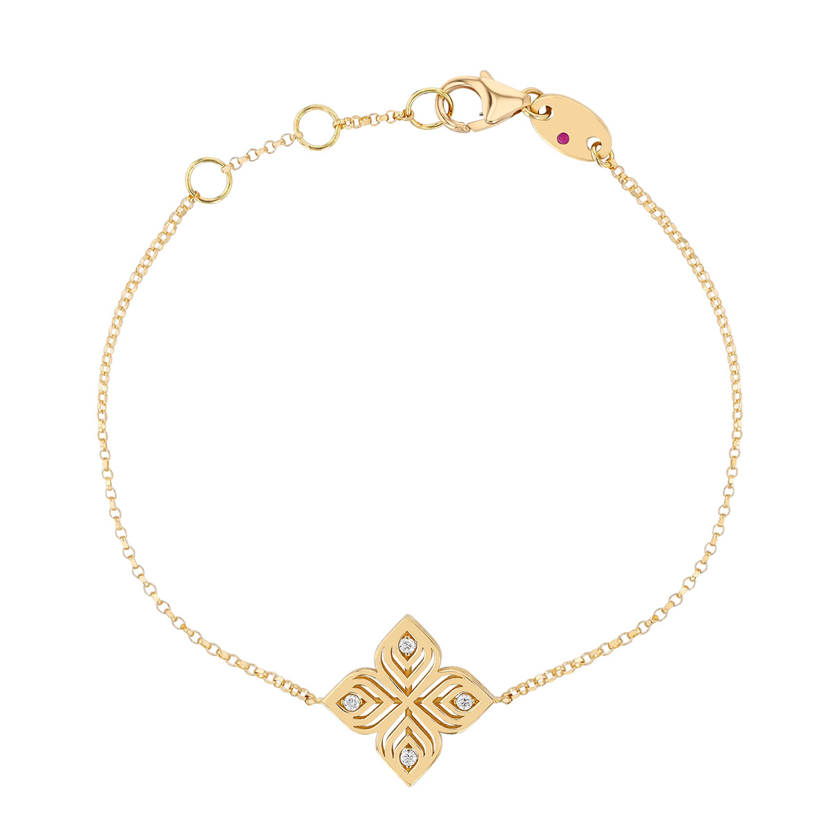 Roberto Coin Arabesque Yellow Gold Medium Diamond Flower Bracelet, 7 ...