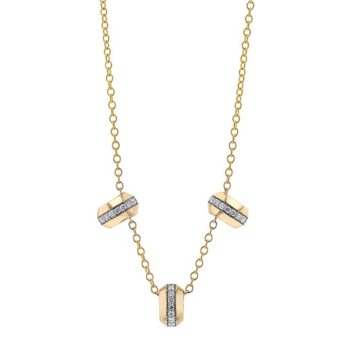 Phillips House Triple Diamond Yellow Gold Open Circle Station Necklace ...
