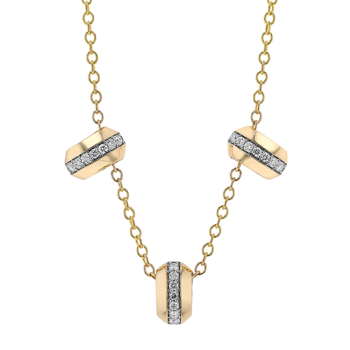 Phillips House Triple Diamond Yellow Gold Open Circle Station Necklace ...