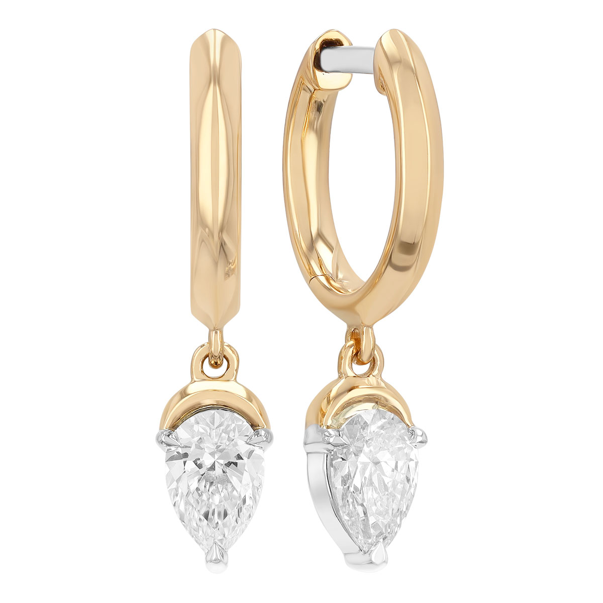 Phillips House Pear Diamond Dangle Huggie Earrings in Yellow Gold ...