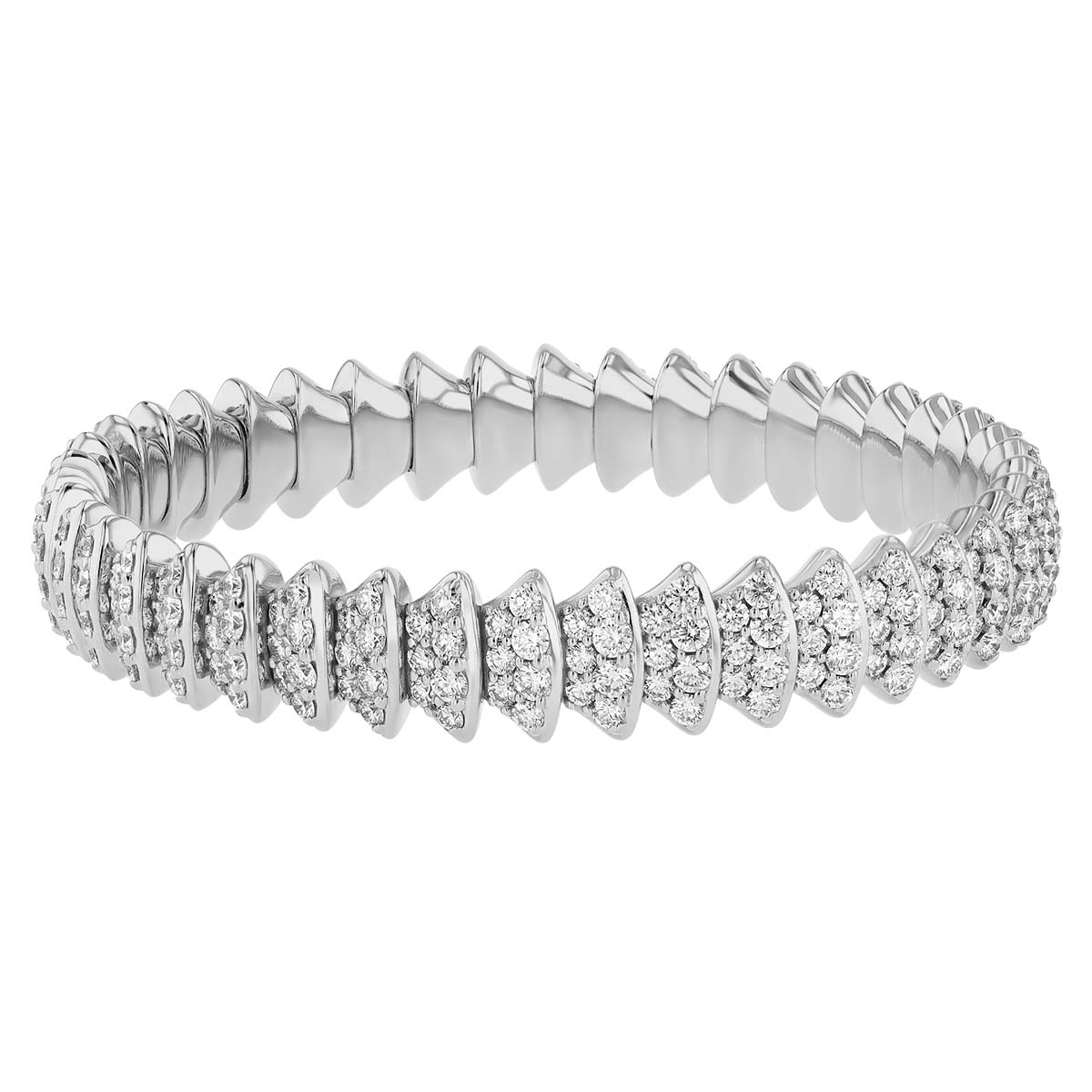 Zydo Diamond Pave Triangle Link Stretch Bracelet in White Gold | PU128-76992 | Borsheims