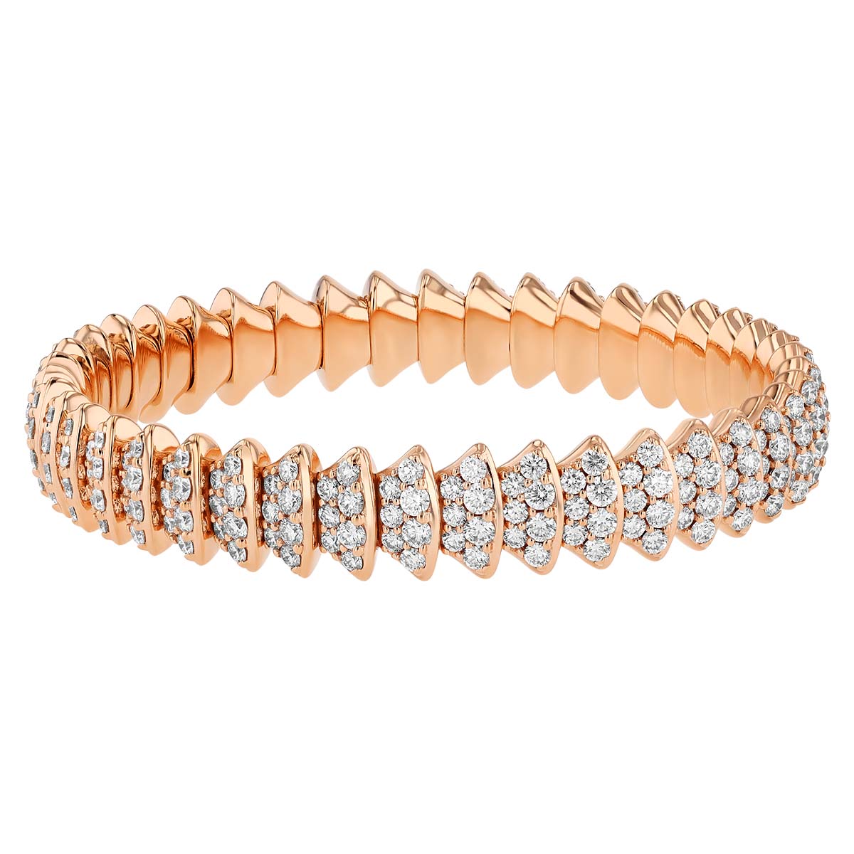 Zydo Diamond Pave Triangle Link Stretch Bracelet in Rose Gold | PU128 ...