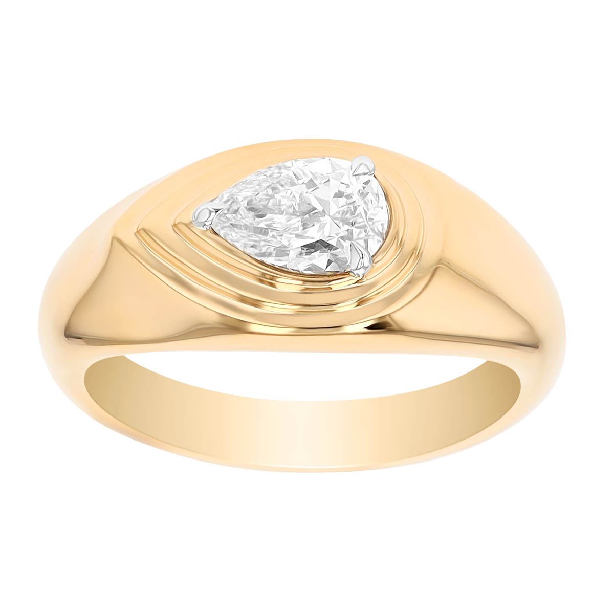Phillips House Pear Shaped Diamond East-West Signet Pinky Ring in ...
