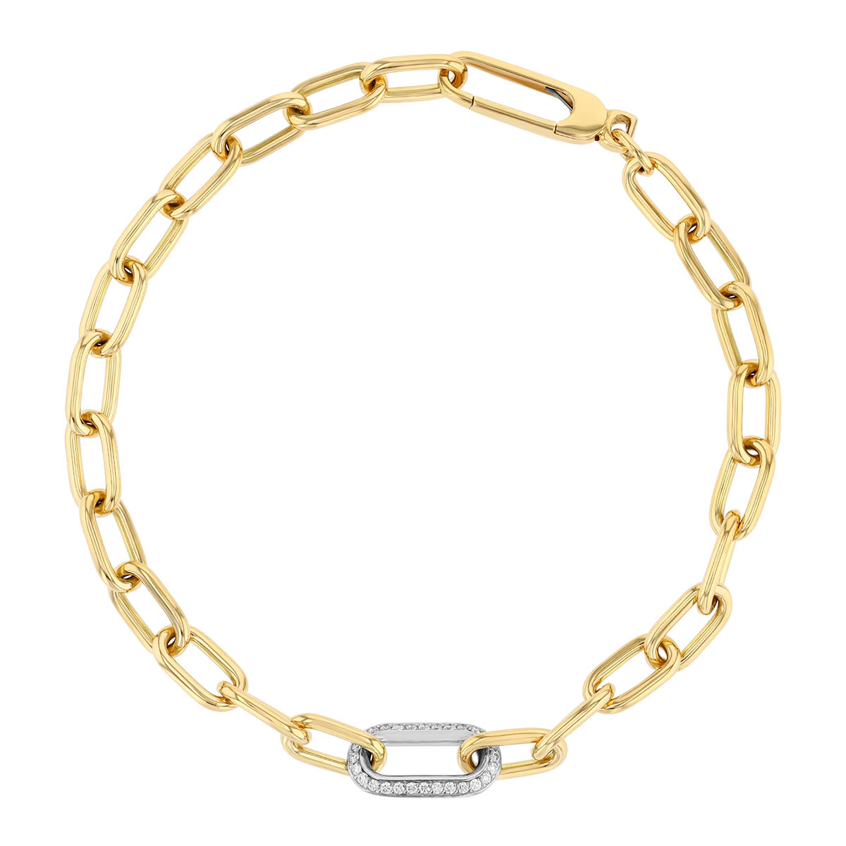 Roberto Coin Yellow Gold Chain Bracelet with Single Diamond Link in ...